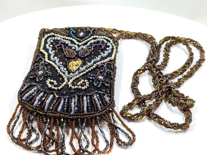 Handmade Seed Bead Crossbody Purse, Glasses Case, Silk Interior - Etsy