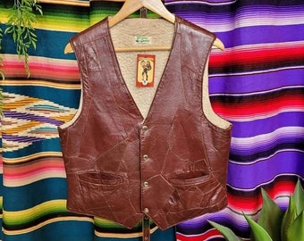 Red Leather Vest | Etsy