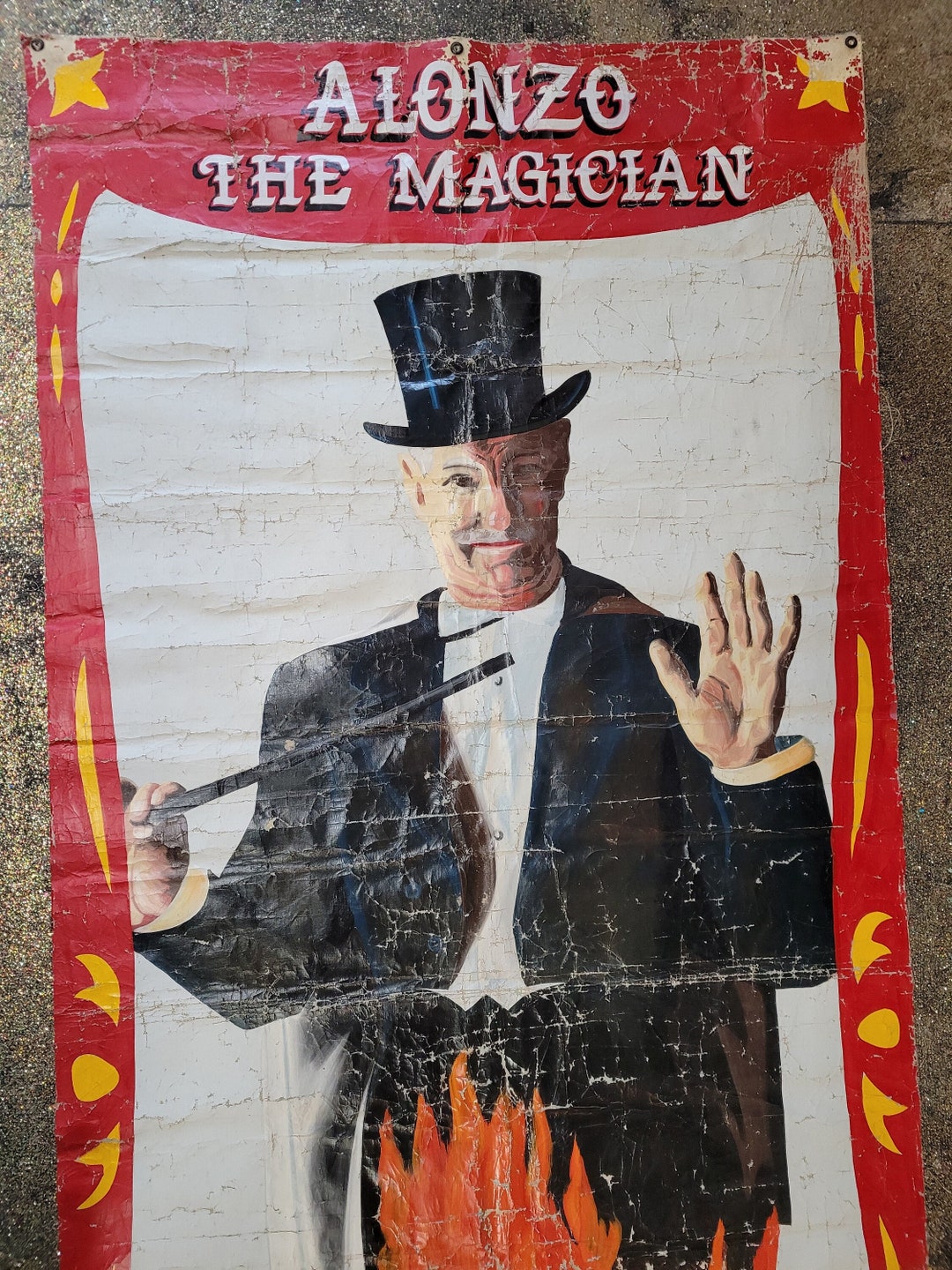 Oddity 1940's Alonzo the Magician Sideshow Handpainted Canvas Wall ...