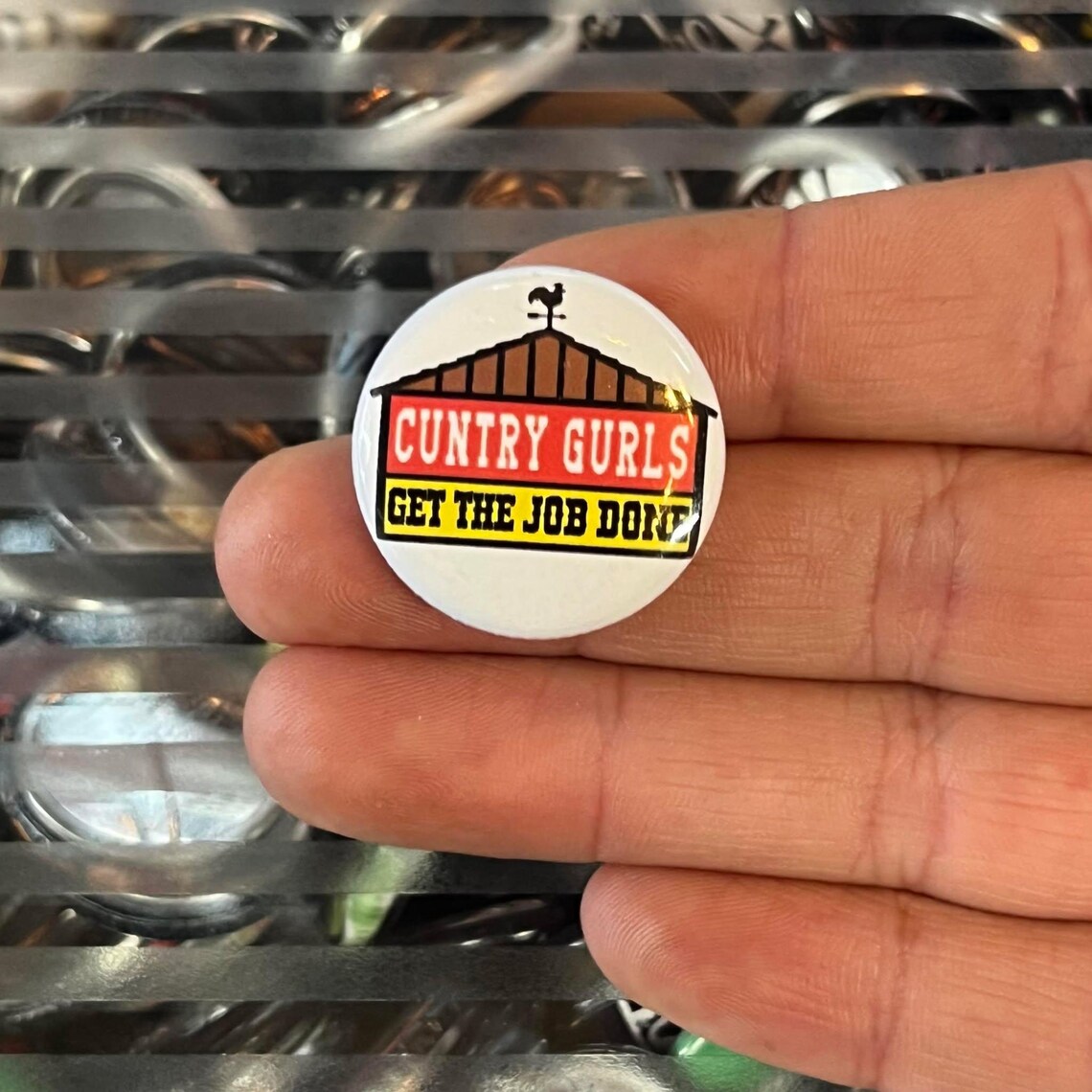 Unforgiven "cuntry Girls" Funny Gas Station Spinoff Handmade Pinback ...