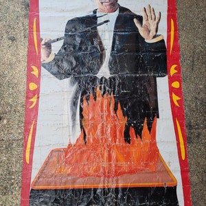 Oddity 1940's Alonzo the Magician Sideshow Handpainted Canvas Wall ...
