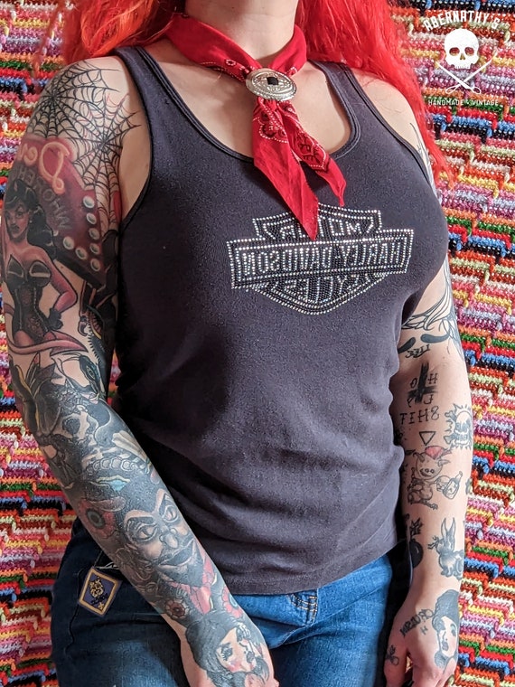 Y2k Harley-Davidson Rhinestone Logo Cami - Gem