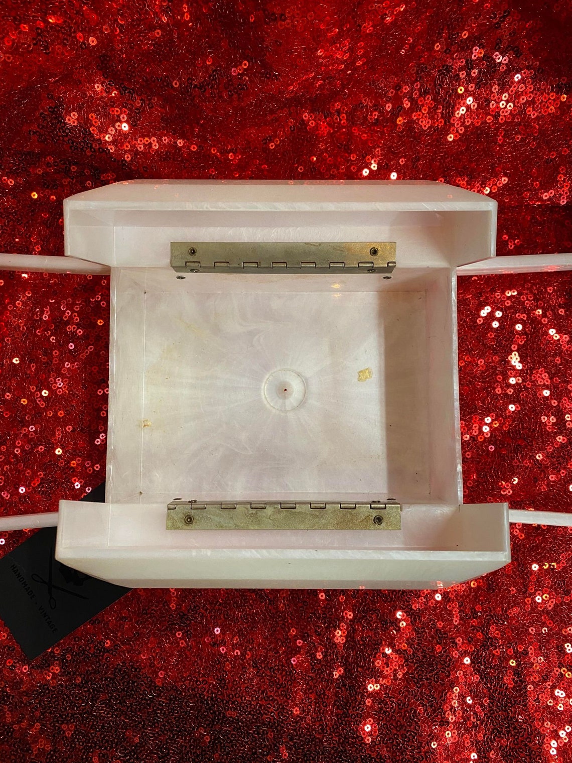 Vintage 1950's Lucite Celluloid Opaque Box Purse With Double Lucite ...