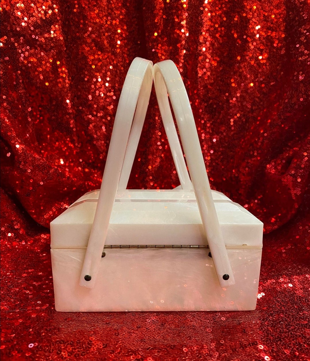Vintage 1950's Lucite Celluloid Opaque Box Purse With Double Lucite ...