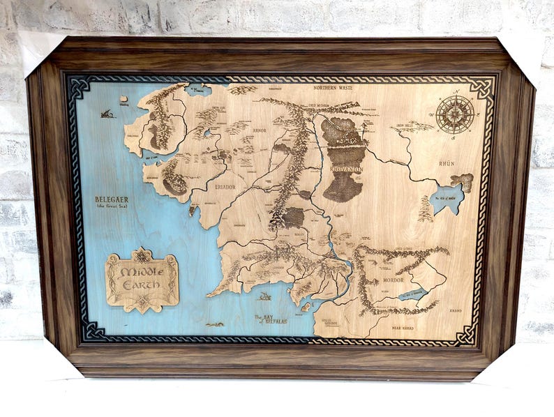 Map of Middle Earth 24x36 Laser Cut Wood Map - Etsy