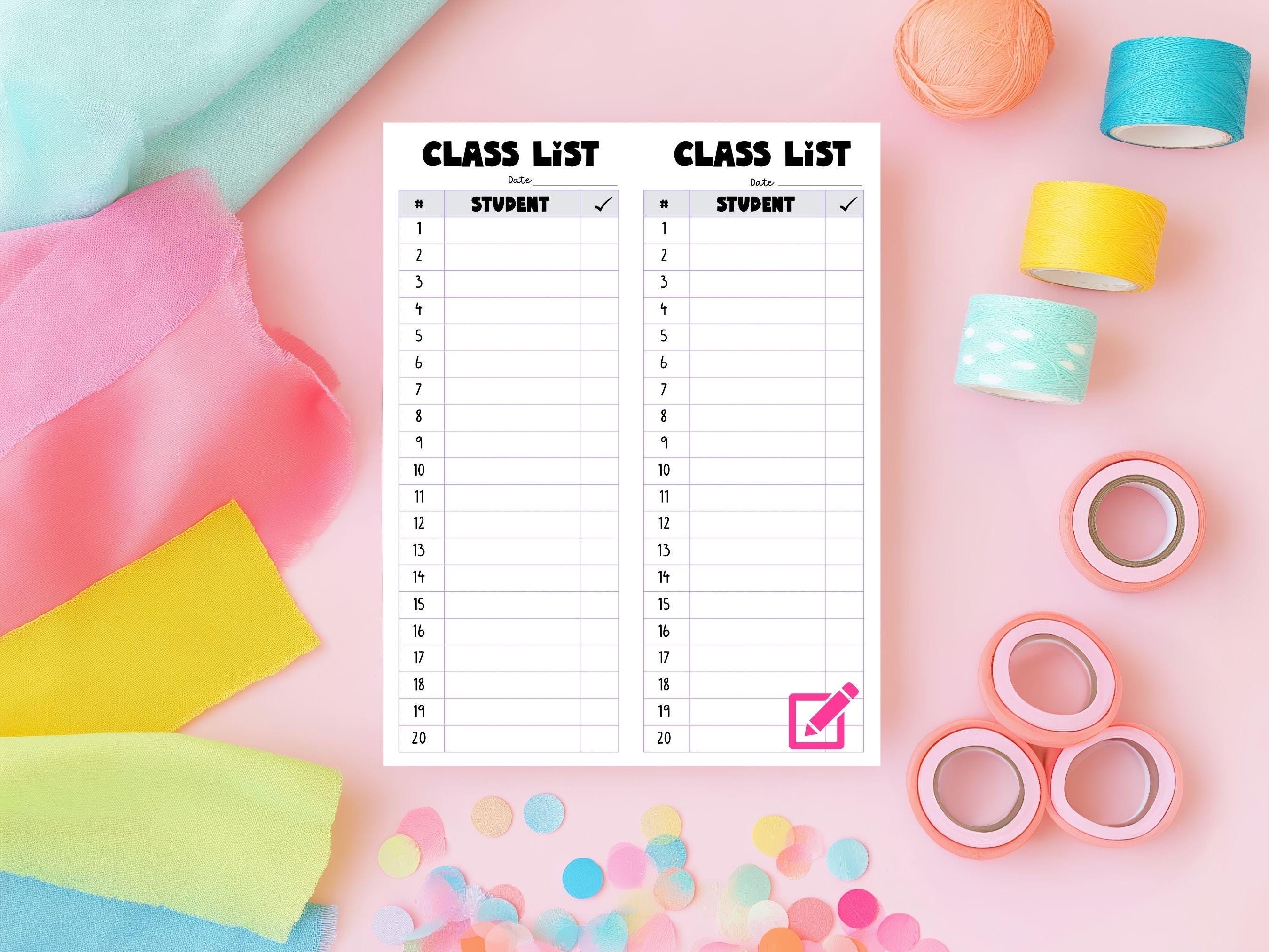 Editable Class List Template: Student Checklist & Attendance Tracker ...