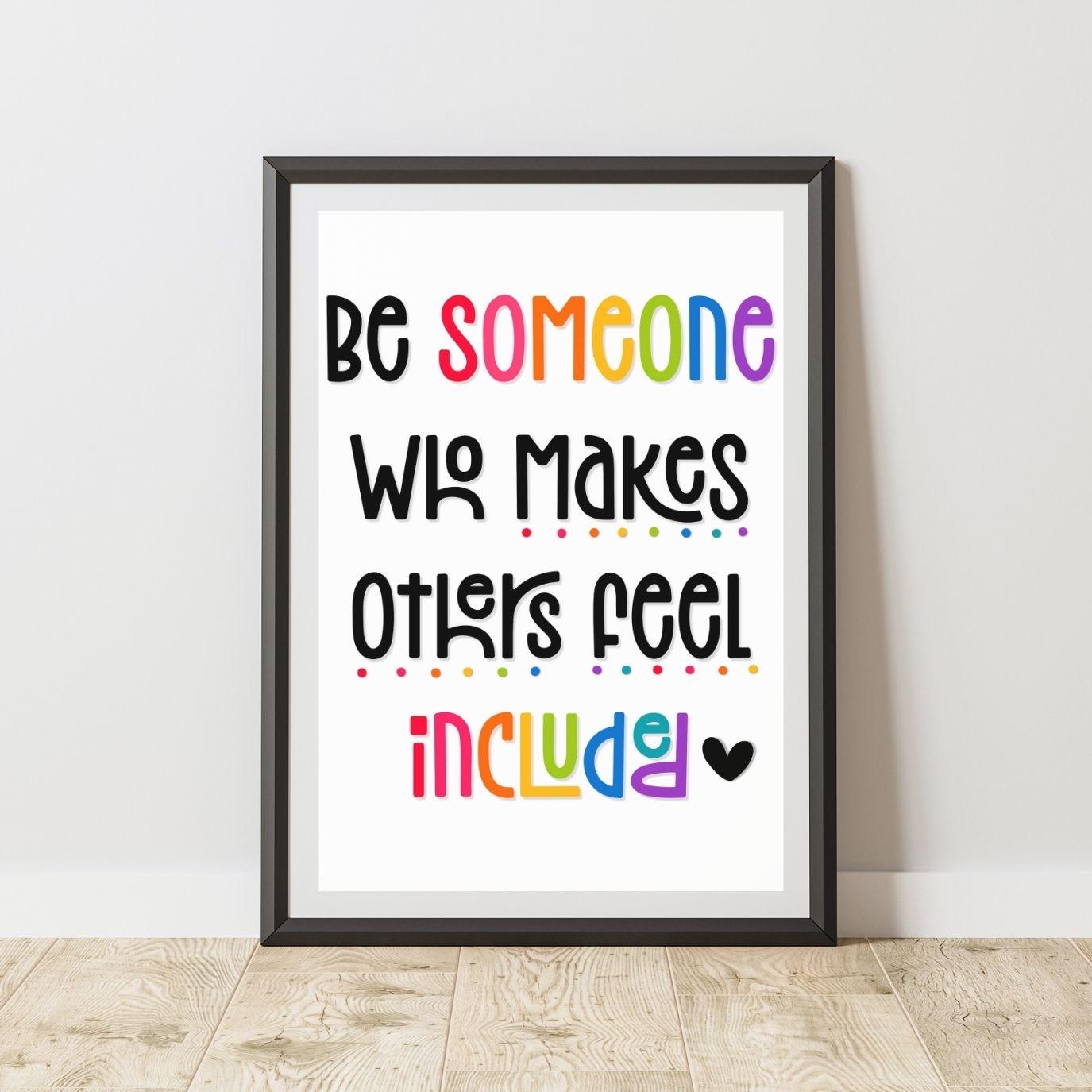 Inspirational Classroom Poster: Rainbow Inclusion Quote (digital ...