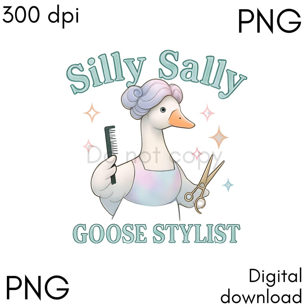 Iridescent Retro Goose Hair Stylist PNG: Salon Clipart (digital ...