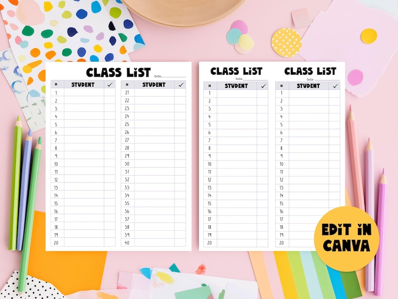 Editable Class List Template: Student Checklist & Attendance Tracker ...
