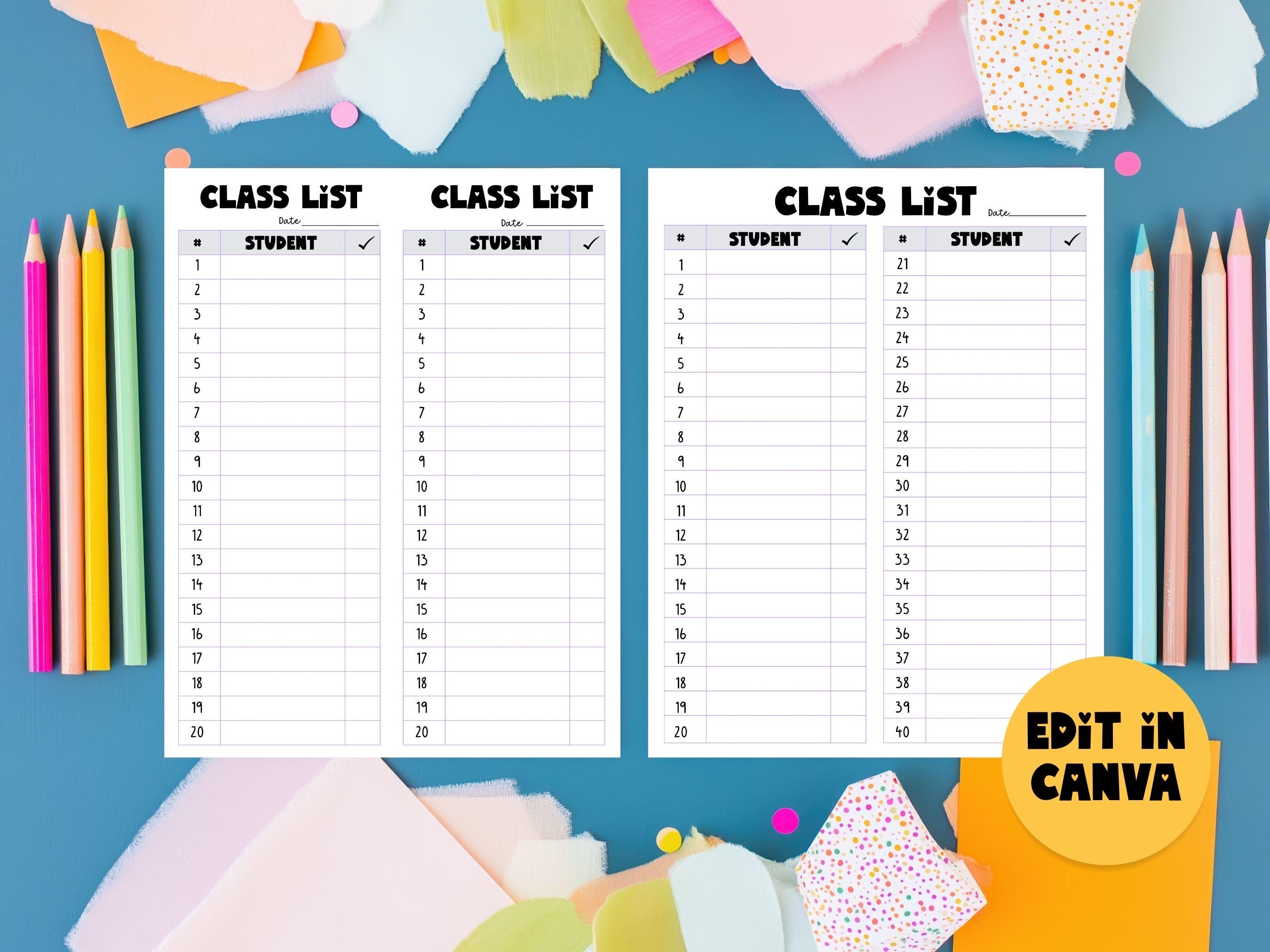 Editable Class List Template: Student Checklist & Attendance Tracker ...