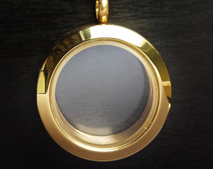 Medium (25mm) Gold Floating Locket-plain/twist Face-stainless Steel ...