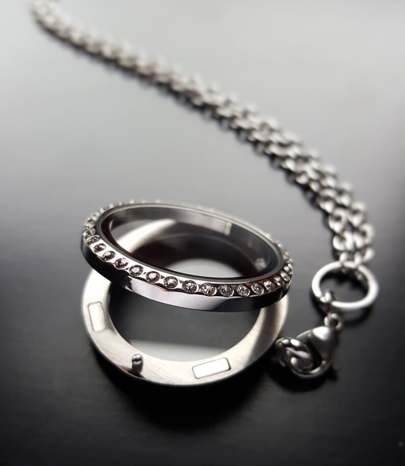 Large 30mm Silver Floating Locket-Magnetic Crystal | Etsy