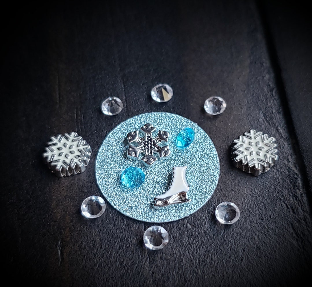 Winter Floating Charm Set: Snowflake, Ice Skate, Crystals 13 Pieces - Etsy