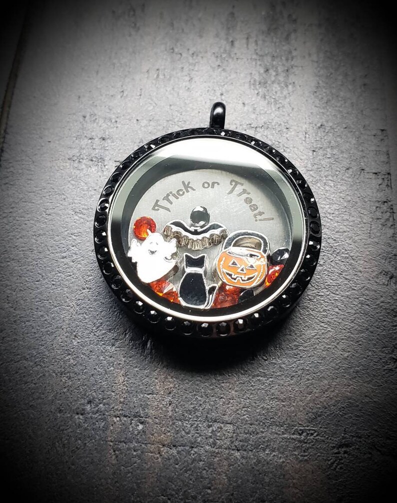 Halloween Floating Locket Necklace or Plate and Charm Set for | Etsy