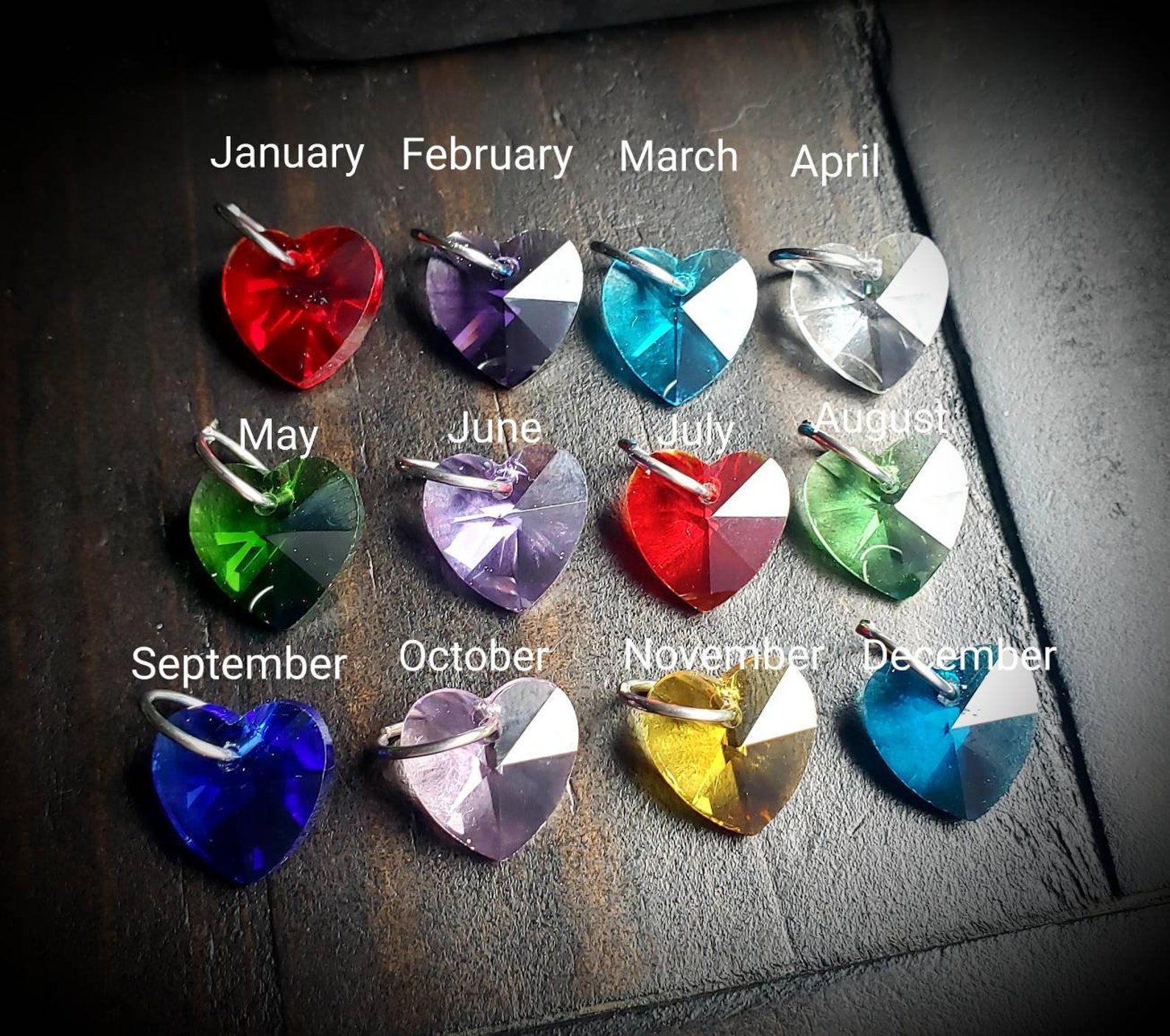 Birthstone Heart Charm-14mmx14mm-1 Piece-add on or Stand Alone - Etsy