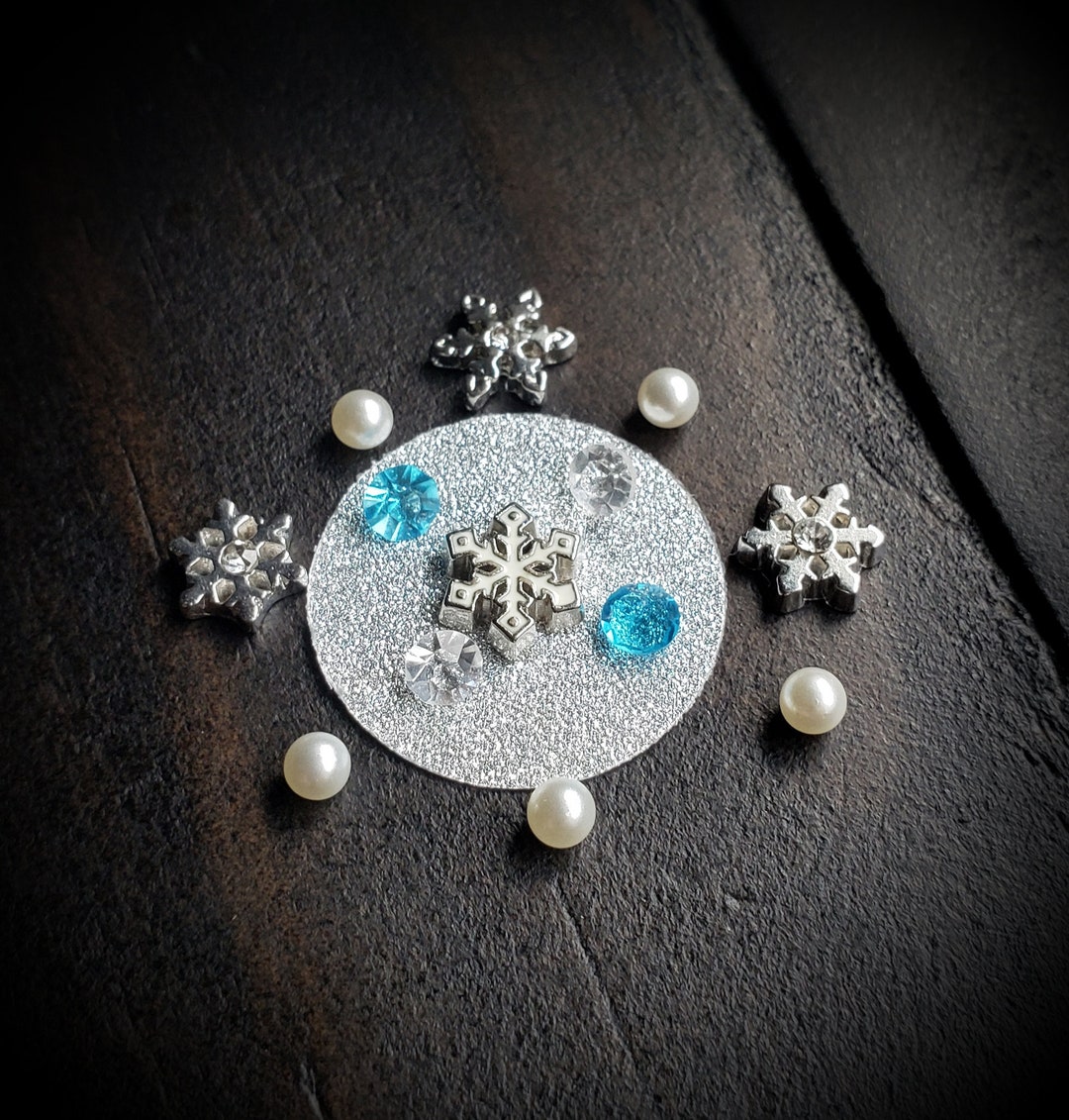 Snowflake Floating Charm Set for Floating Lockets-14 Piece Set-includes ...
