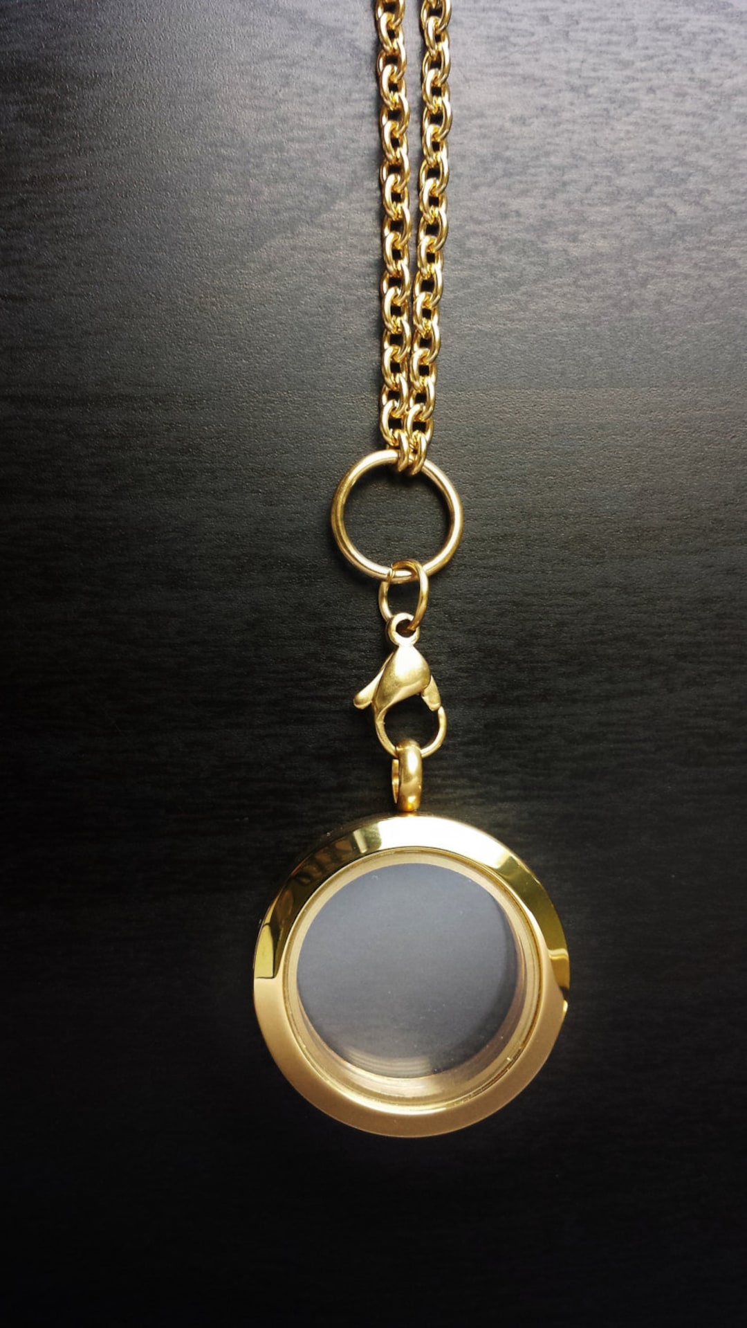 Medium (25mm) Gold Floating Locket-plain/twist Face-stainless Steel ...
