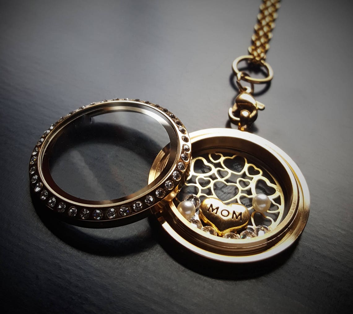 Mom Floating Locket Necklace-gold Stainless Steel-great Gift | Etsy