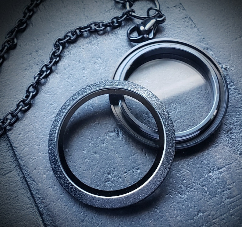 Large (30mm) Black Sparkle Floating Locket-stainless Steel Twist Face ...