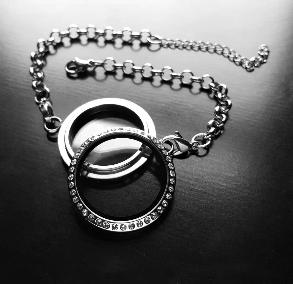 Large Silver Floating Locket Bracelet-30mm-twist Crystal or Plain Face ...