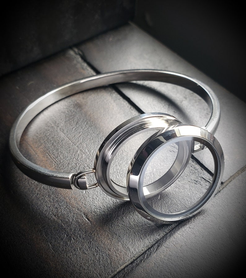 Silver Floating Locket Bangle Bracelet-30mm large | Etsy