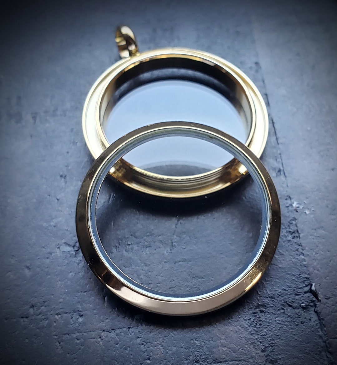 Large (30mm) Gold Floating Locket Necklace-stainless Steel-twist Face ...