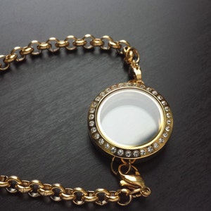 Gold Floating Locket Bracelet-25mm-memory Locket-stainless - Etsy