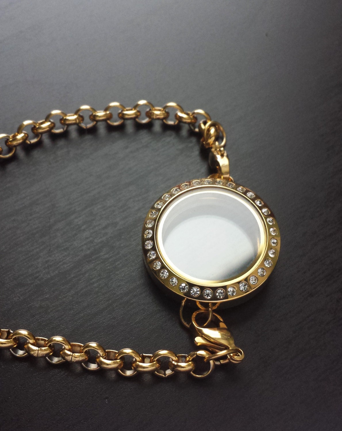 Gold Floating Locket Bracelet-25mm-memory Locket-stainless - Etsy