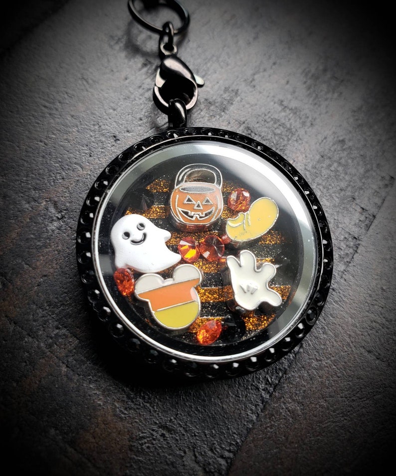 Mickey Halloween Floating Charm Locket Necklace-not so Scary - Etsy