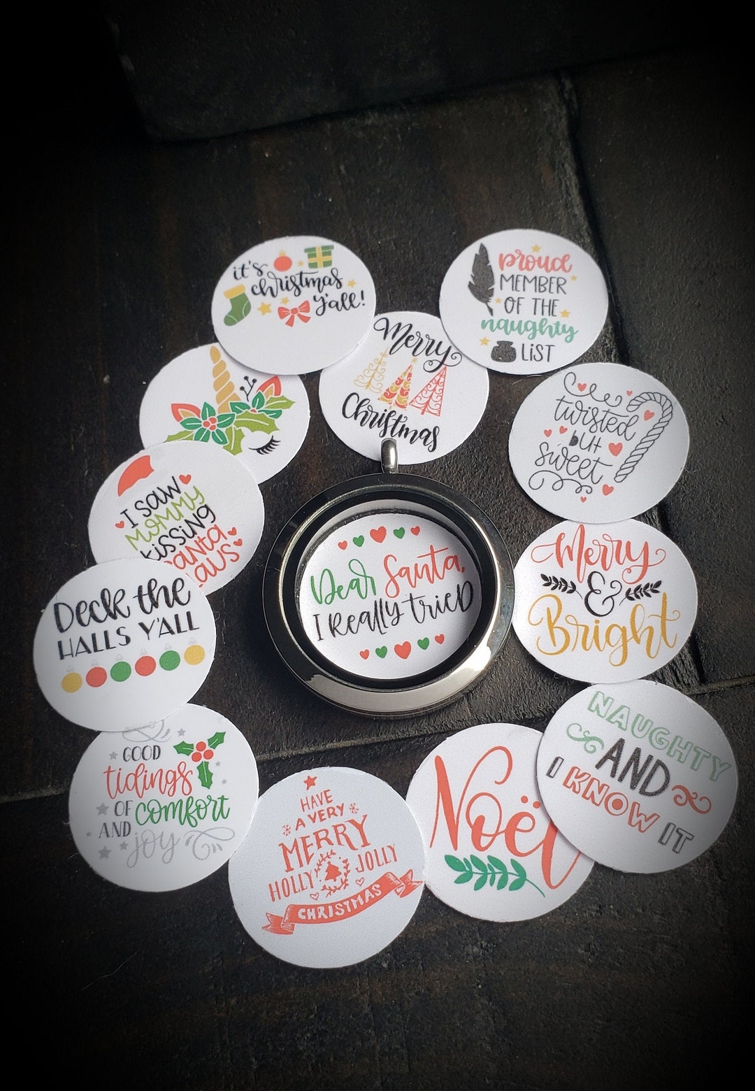 Christmas Holiday Insert for Floating Lockets-fun Window Inserts-gift ...