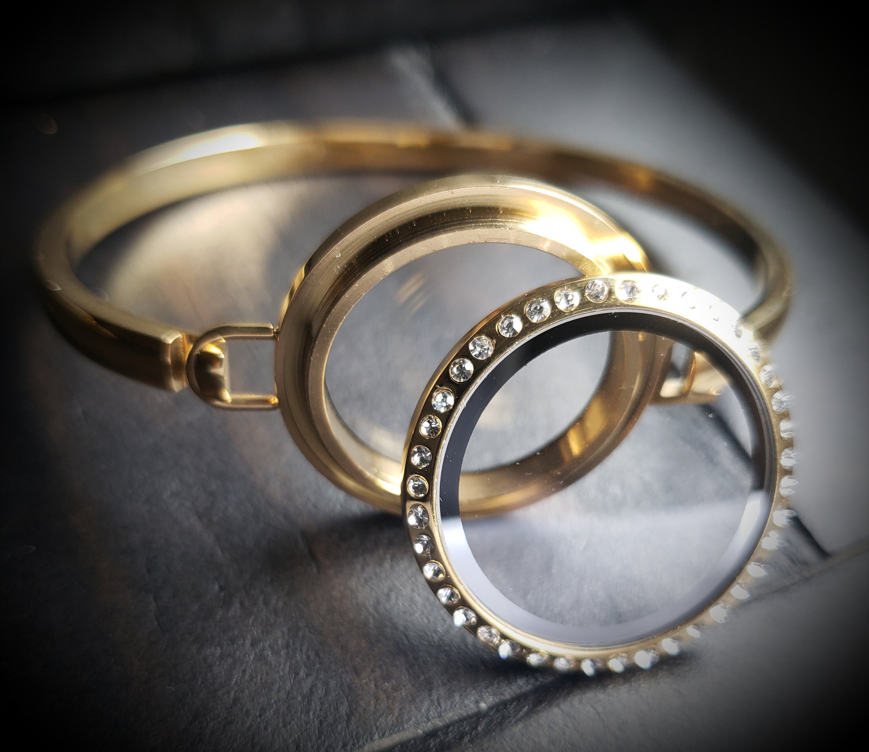 Gold Floating Locket Bangle Bracelet-large 30mm - Etsy