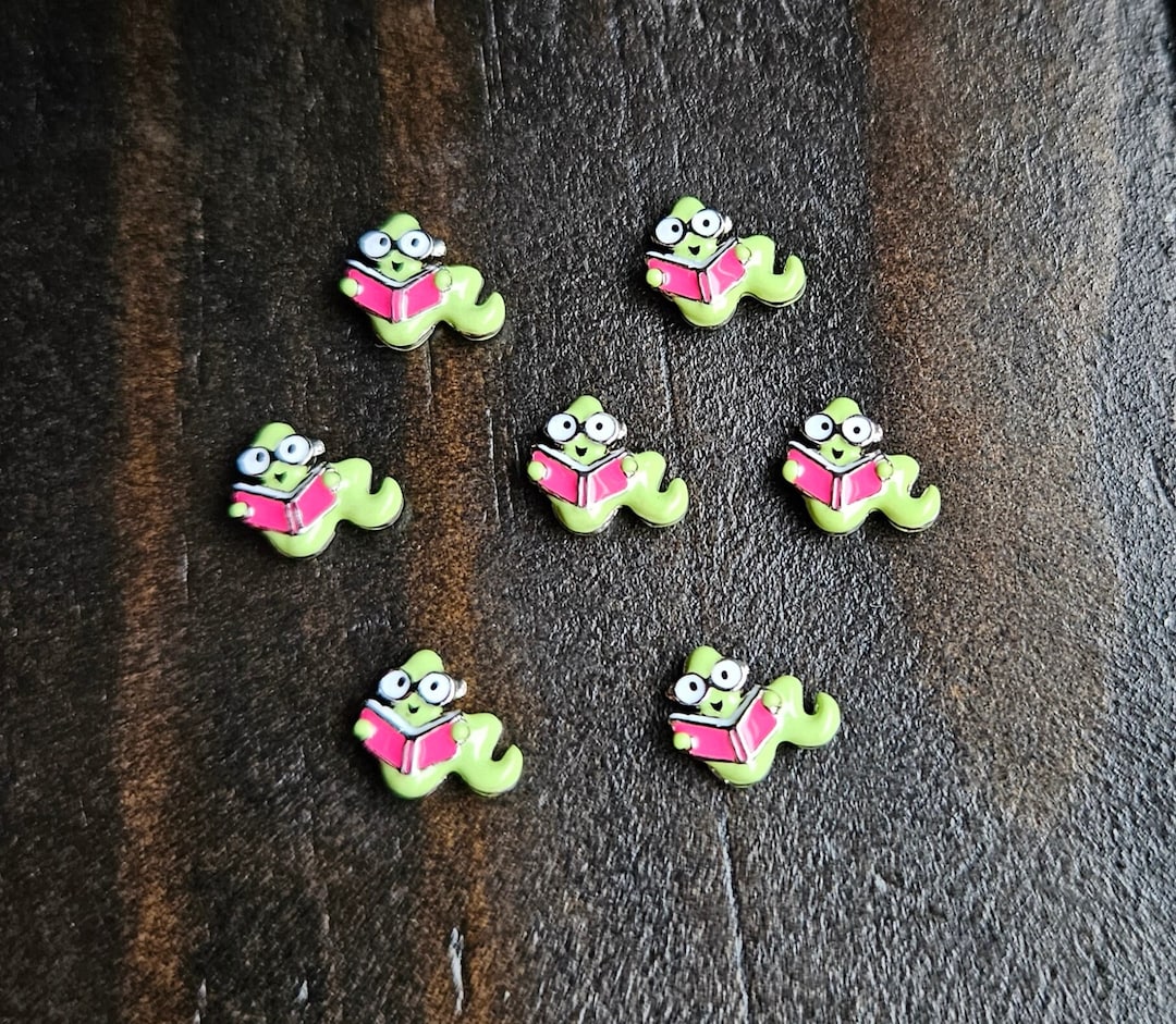 Bookworm Floating Charm for Floating Lockets-1 Piece-9mmx7mm-tiny Charm ...