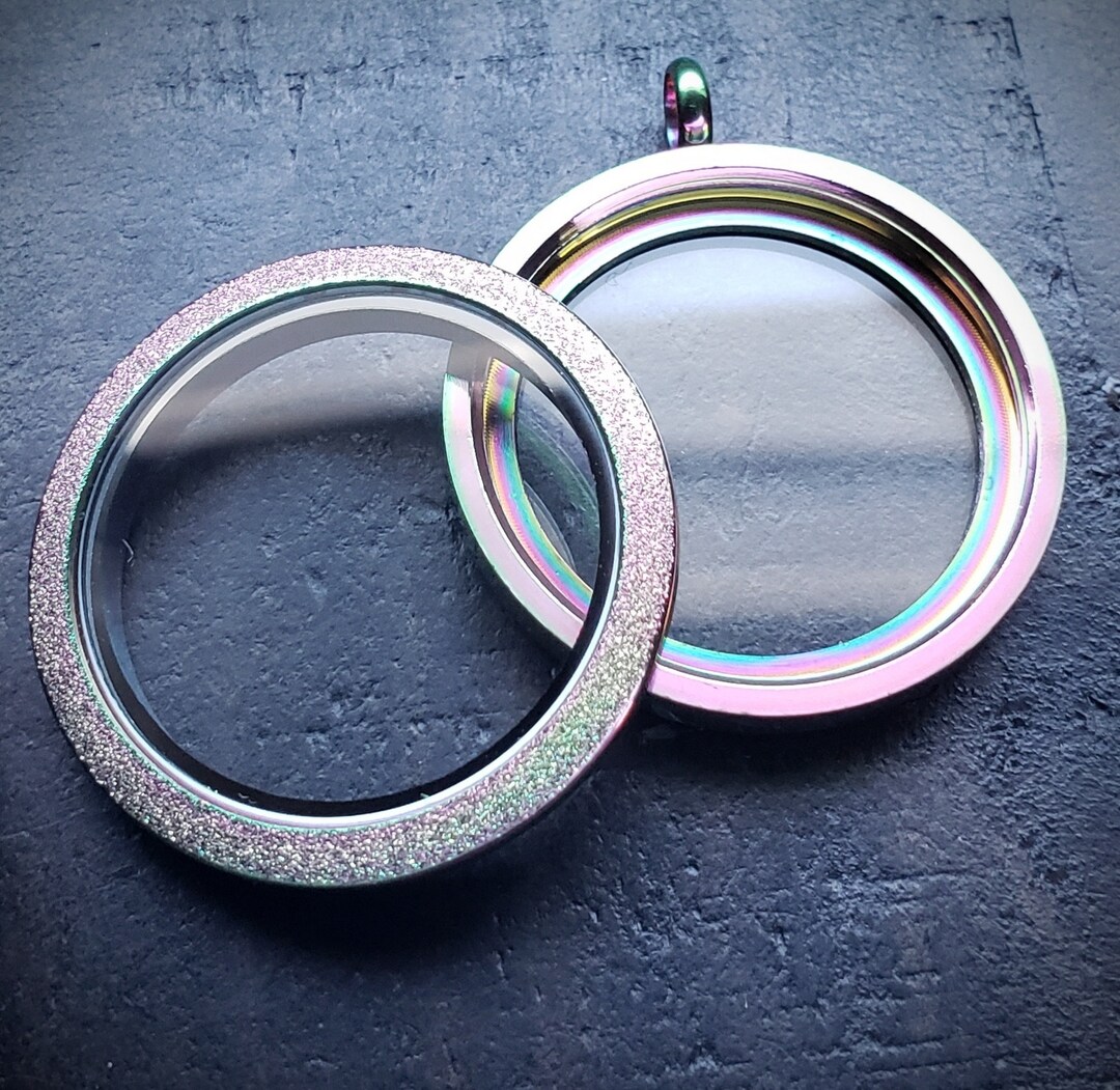 Rainbow Floating Locket (30mm) - Sparkle Face Stainless Steel - Etsy