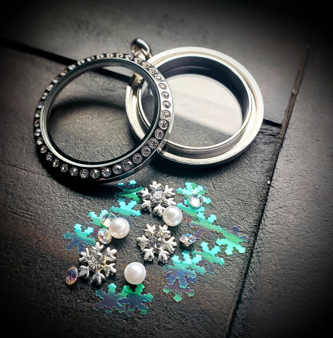 Snowflake Floating Charm Set for Floating Lockets-Fits Large (30mm ...