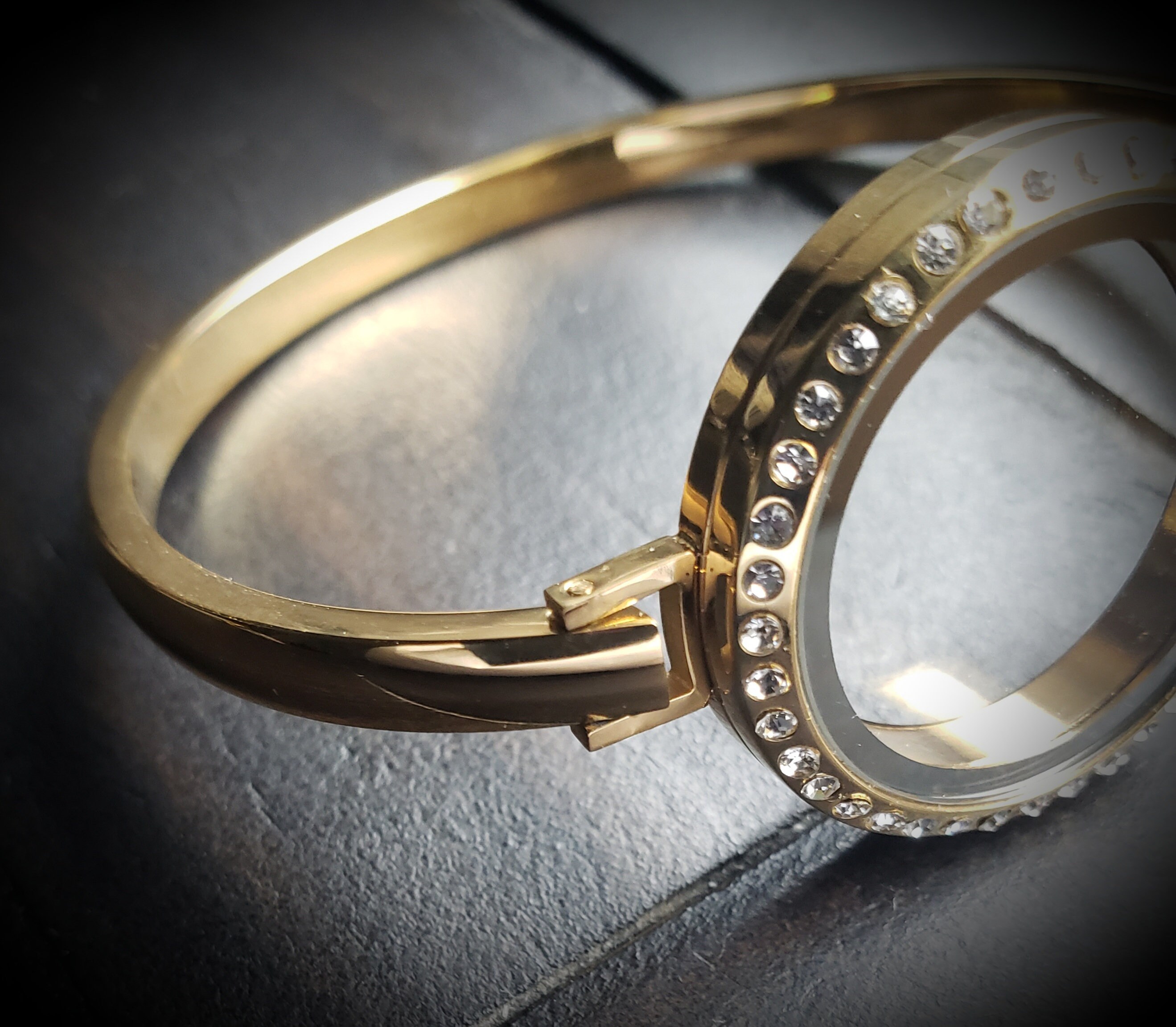 Gold Floating Locket Bangle Bracelet-large 30mm - Etsy