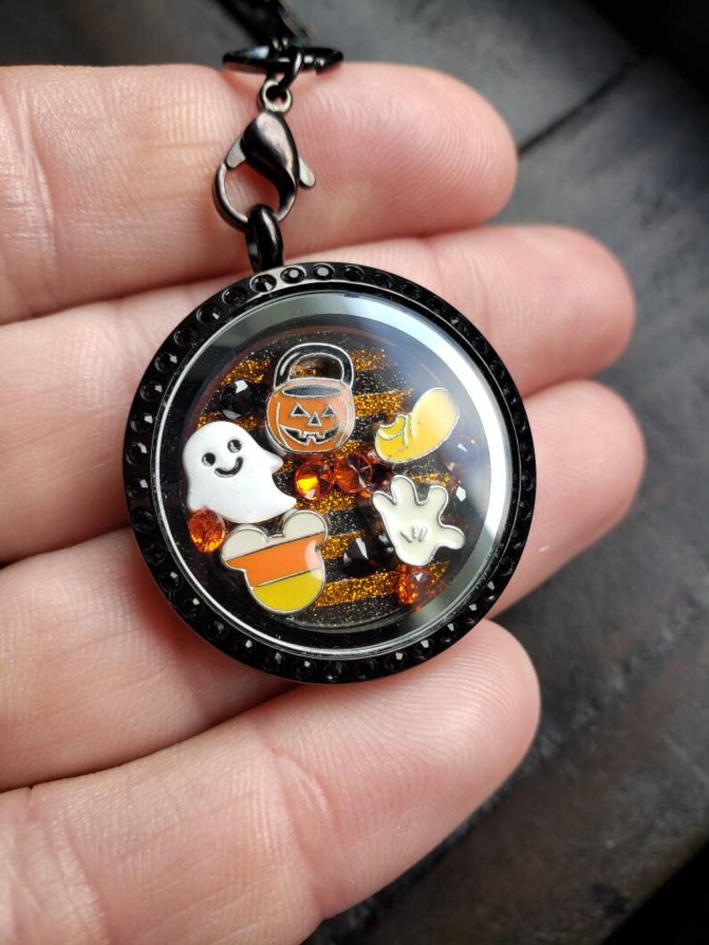 Mickey Halloween Floating Charm Locket Necklace-not so Scary - Etsy