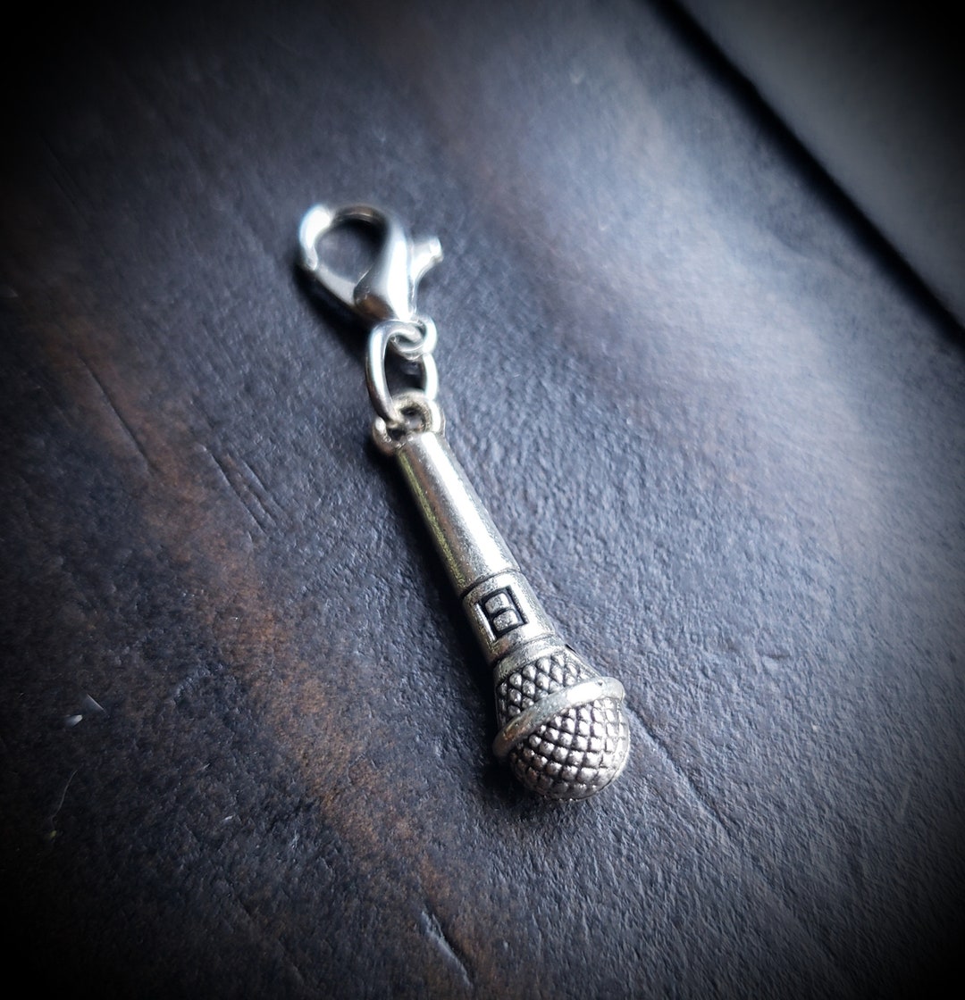 Microphone Charm-1 Piece-antique Silver Microphone Dangle Charm With ...