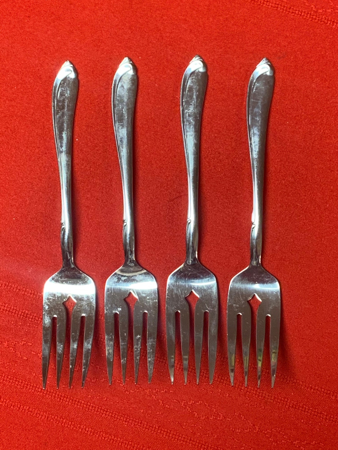 Set of 4 Oneida Oneidacraft Deluxe Shasta Stainless Steel Salad Forks ...
