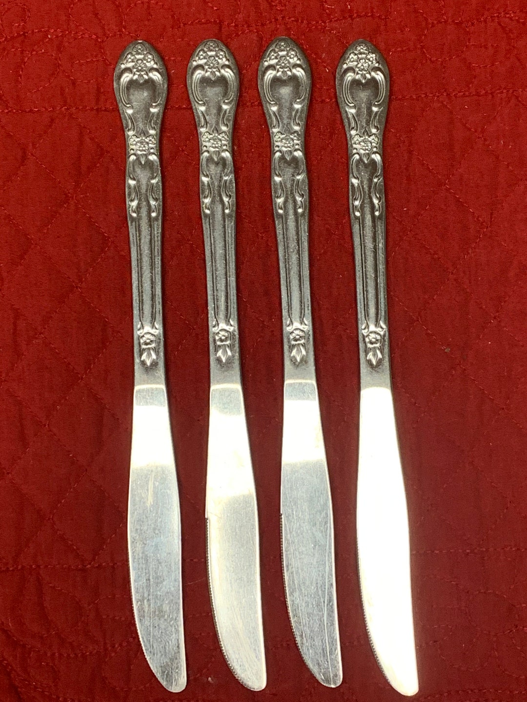 Set of 4 Oneida Oneidacraft Classic Glossy Floral Venus Stainless Steel ...