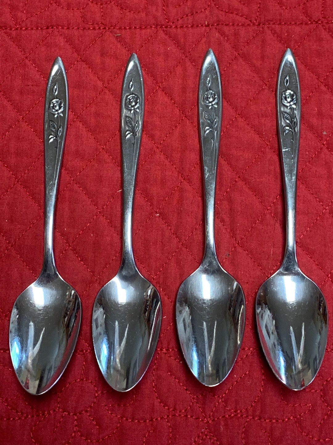 Set of 4 Oneida My Rose Stainless Steel Teaspoons - Etsy