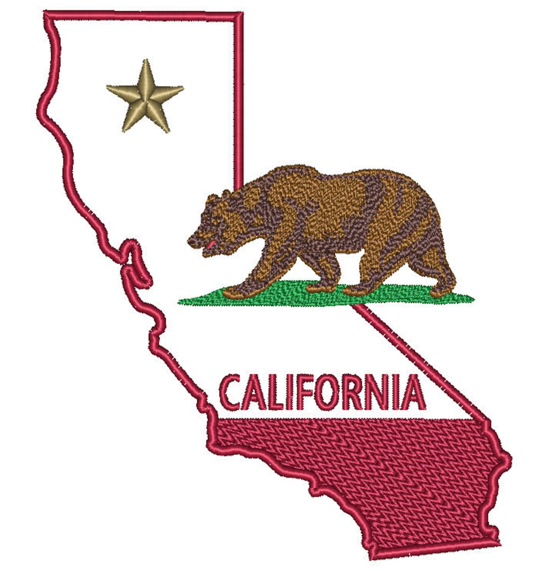 State of California With Star and State Bear Digitized Embroidery ...