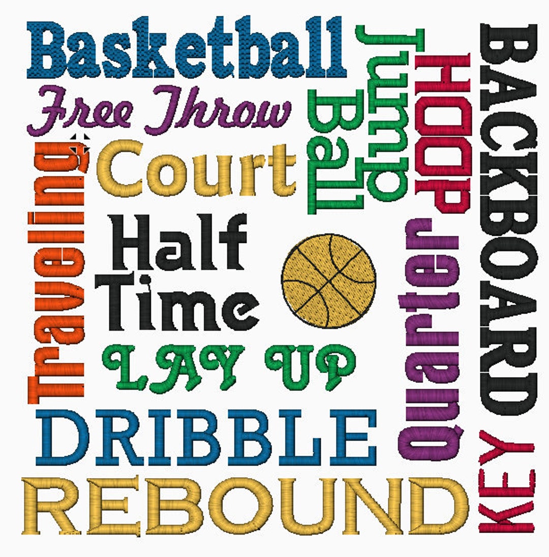 Basketball Jumble Digitized Embroidery Design - Etsy