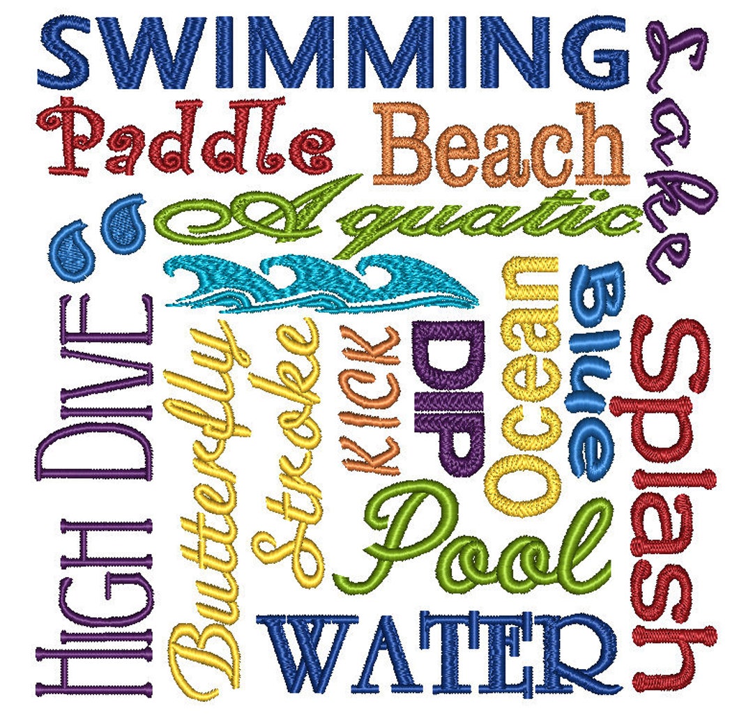 Swimming Digitized Embroidery Design - Etsy