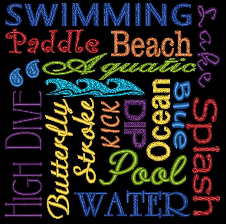 Swimming Digitized Embroidery Design - Etsy