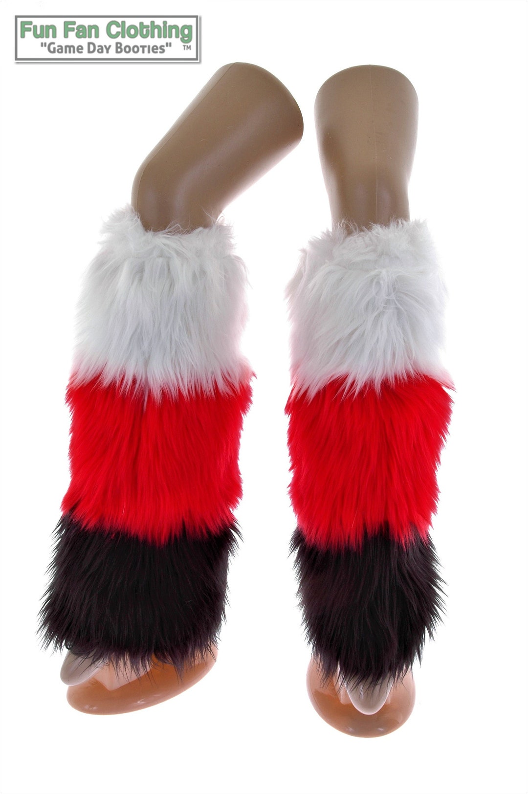 Red & Black Fur Leg Warmers, Black and Red Boot Covers, Football ...