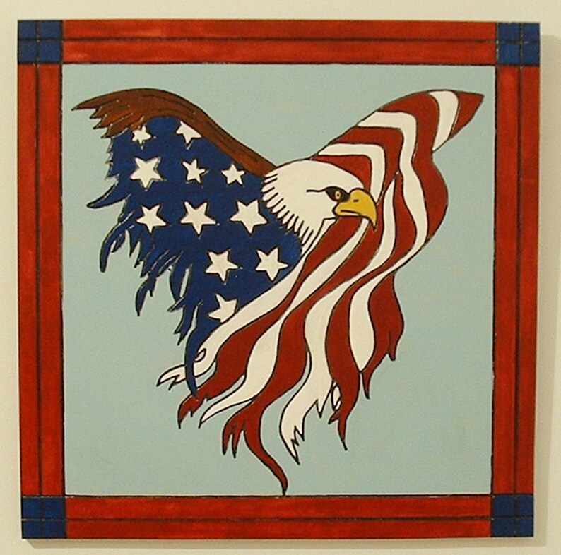 Patriotic Wall Art Eagle and American Flag Wall Hanging | Etsy