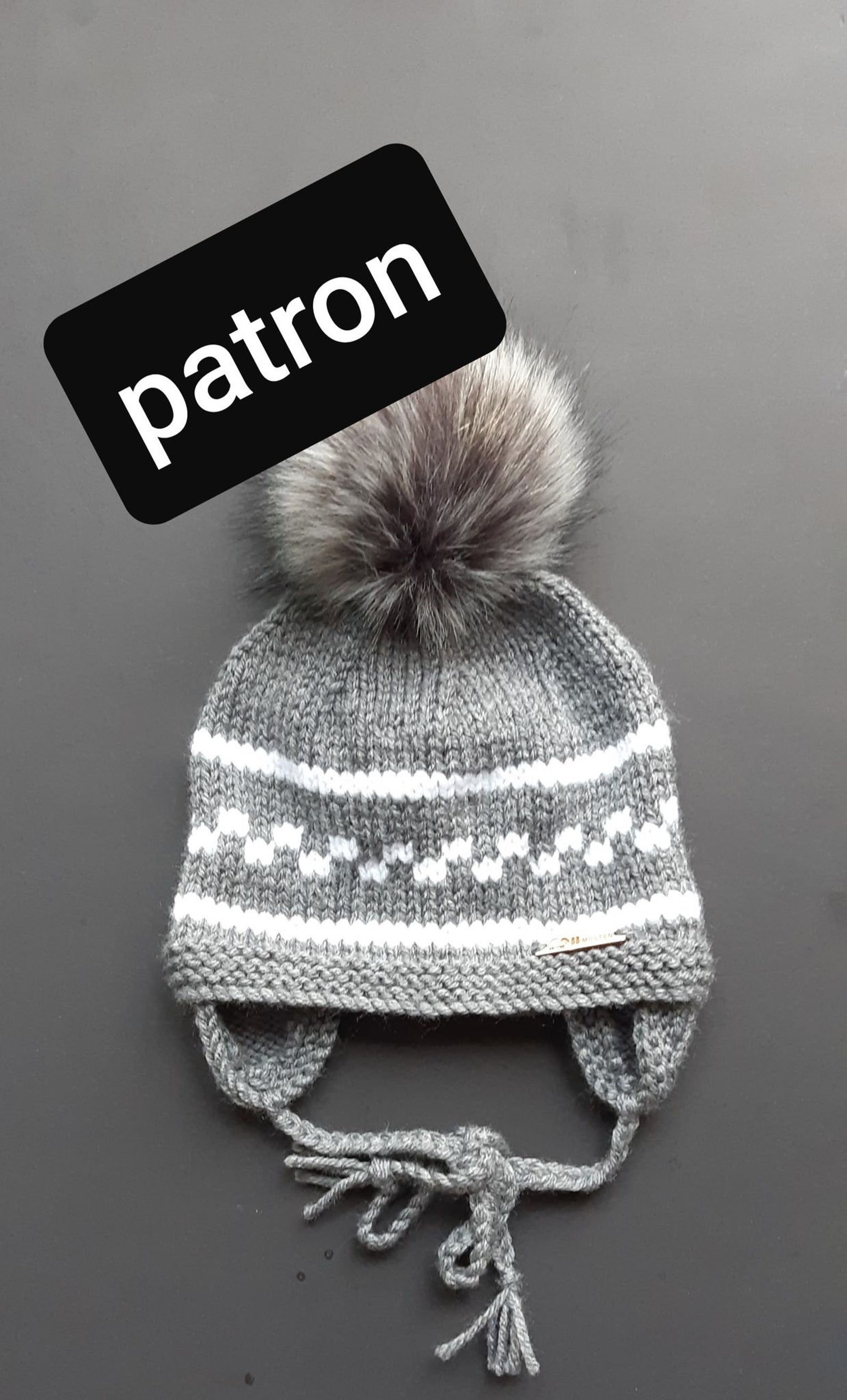Gray and White Toque Pattern With Ear Muff From Birth to 24 Months ...