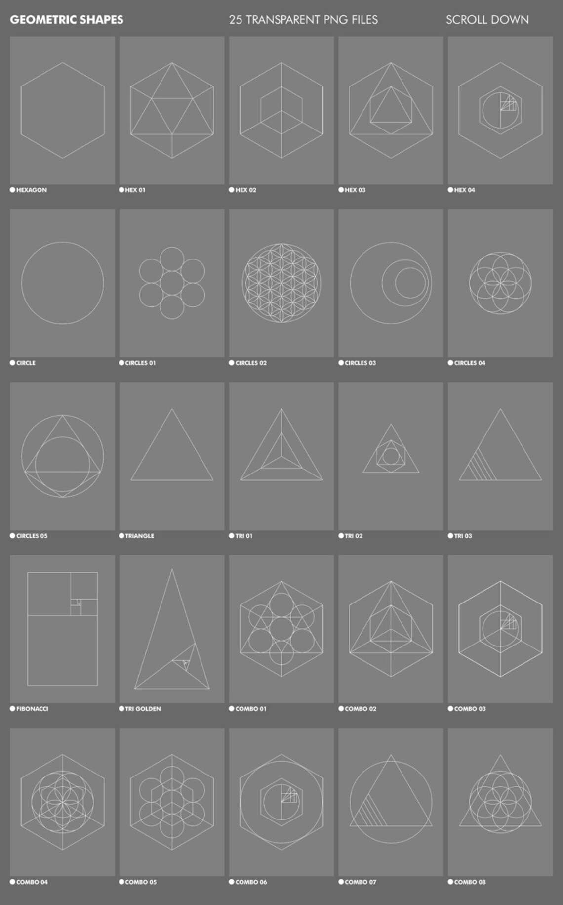50 Geometric Items. PNG Resources. Digital Download. Art, Print, T ...