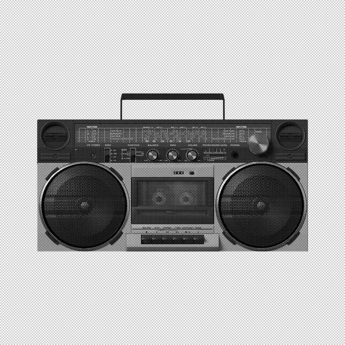 Halftone Graphic Image of a Retro Boombox With a Transparent Background ...