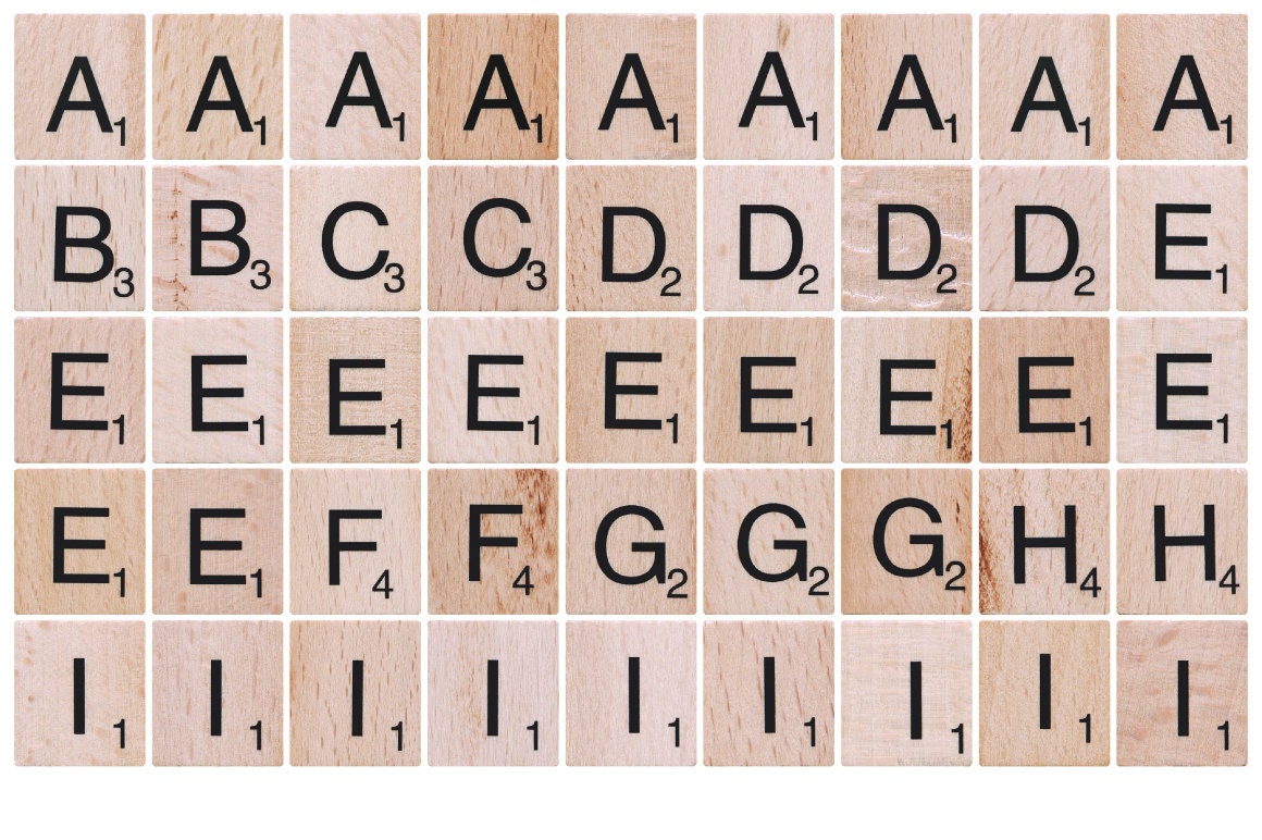 100 Digital Scrabble Tiles - Scanned From a Real Vintage Game ...